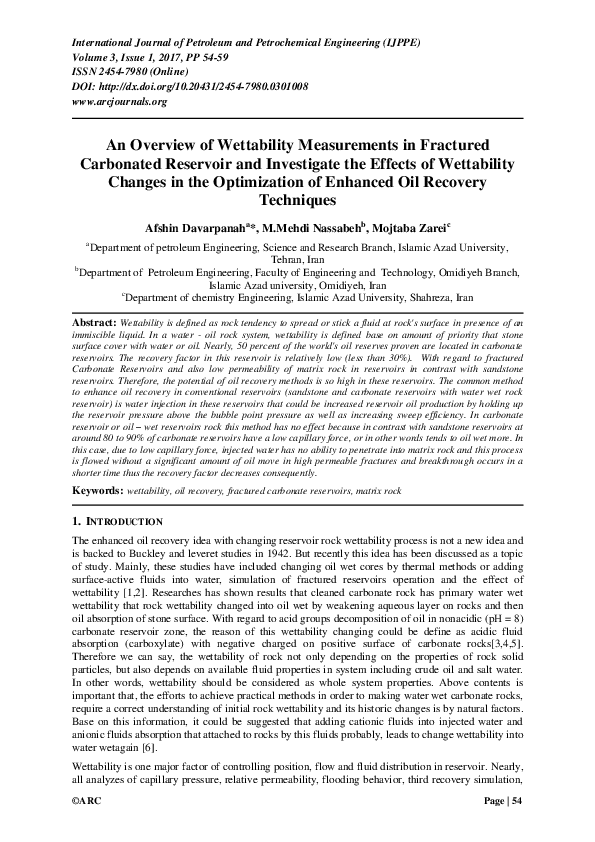 (PDF) An Overview of Wettability Measurements in Fractured Carbonated ...