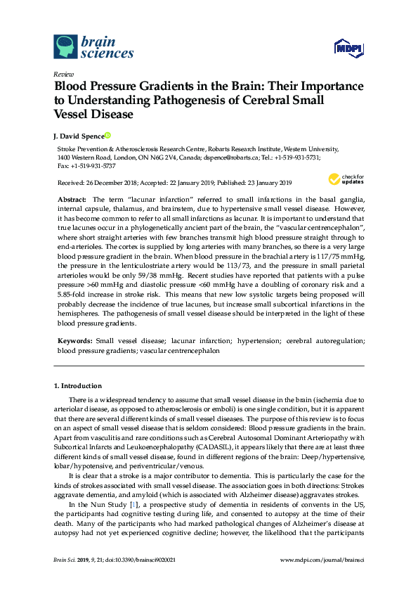 (PDF) Blood Pressure Gradients in the Brain: Their Importance to ...