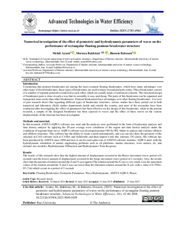 (PDF) Numerical investigation of the effect of geometric and hydrodynamic parameters of waves on ...