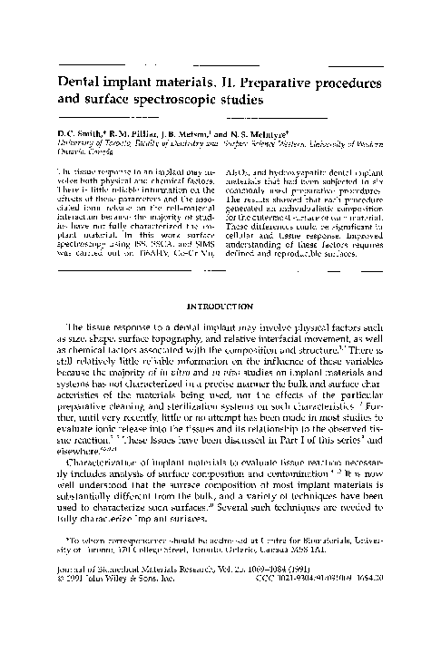 (PDF) Dental implant materials. II. Preparative procedures and surface ...