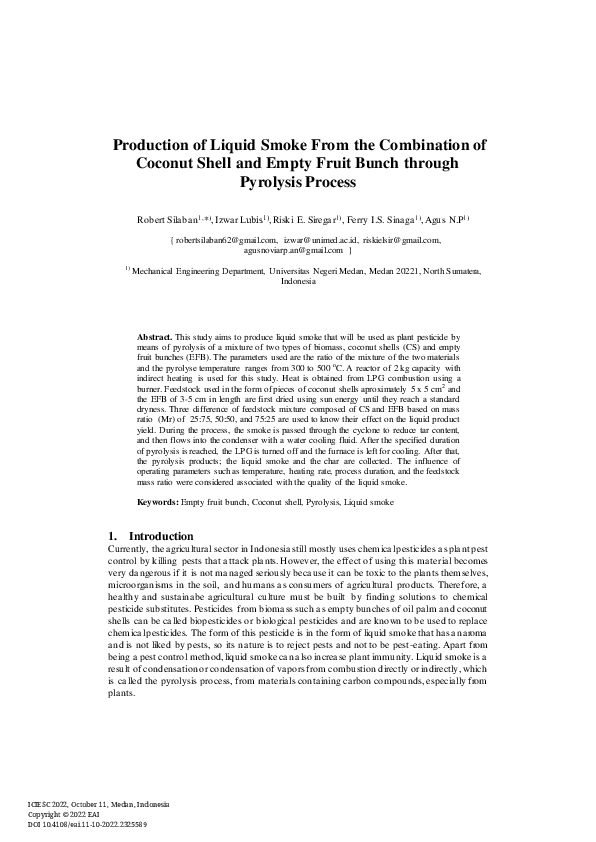 (PDF) Production of Liquid Smoke From the Combination of Coconut Shell ...