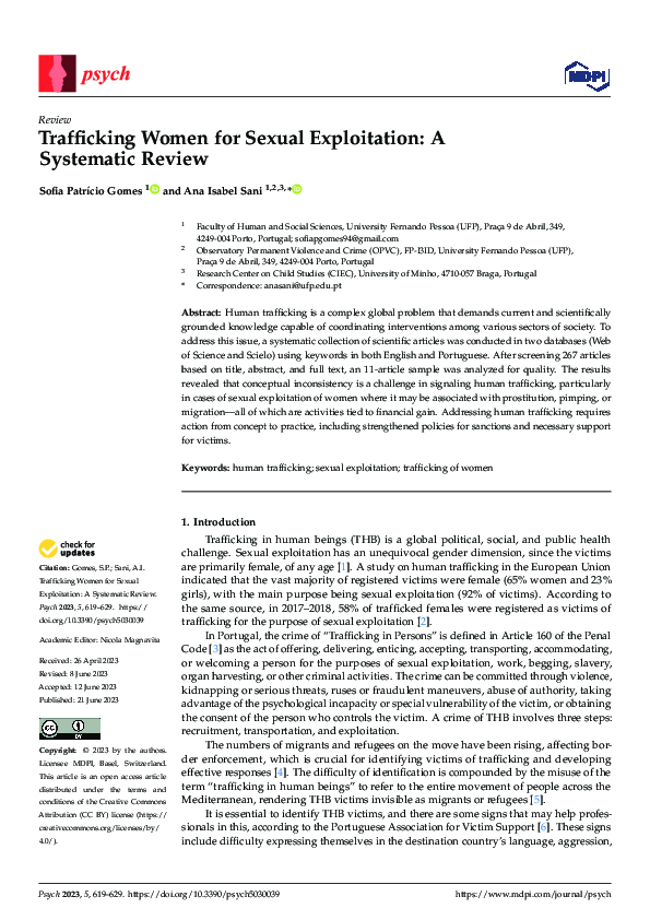 Pdf Trafficking Women For Sexual Exploitation A Systematic Review