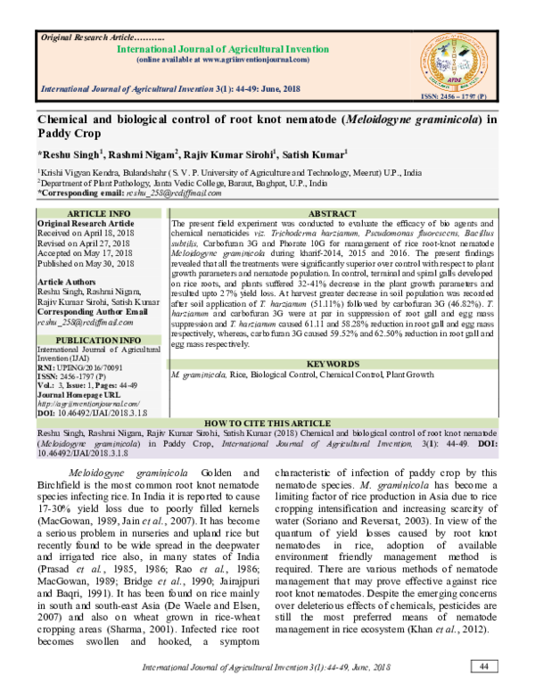 (PDF) Chemical and biological control of root knot nematode ...