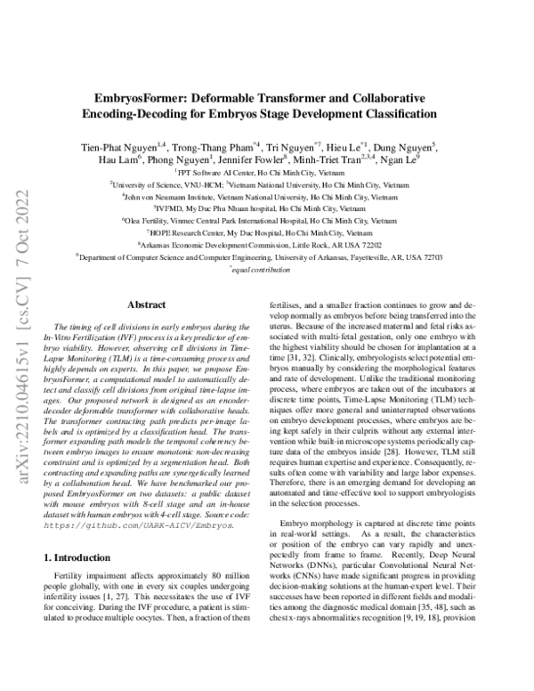 Pdf Embryosformer Deformable Transformer And Collaborative Encoding