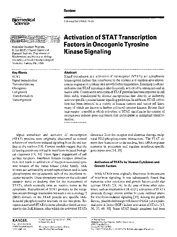 (PDF) Activation of STAT transcription factors in oncogenic tyrosine kinase signaling