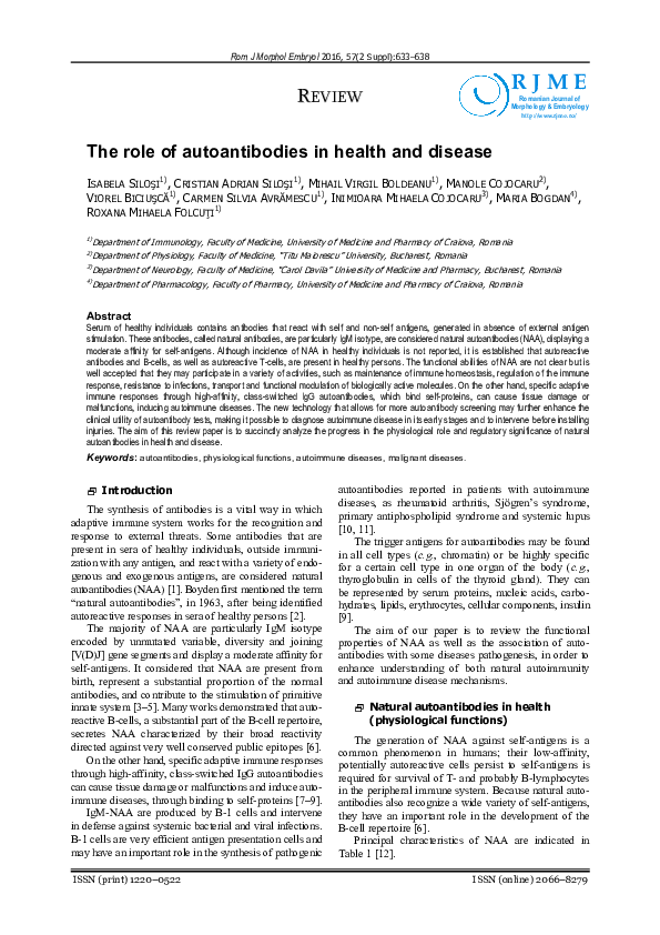 (PDF) The role of autoantibodies in health and disease