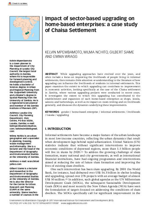 (PDF) Impact of sector-based upgrading on home-based enterprises: a ...