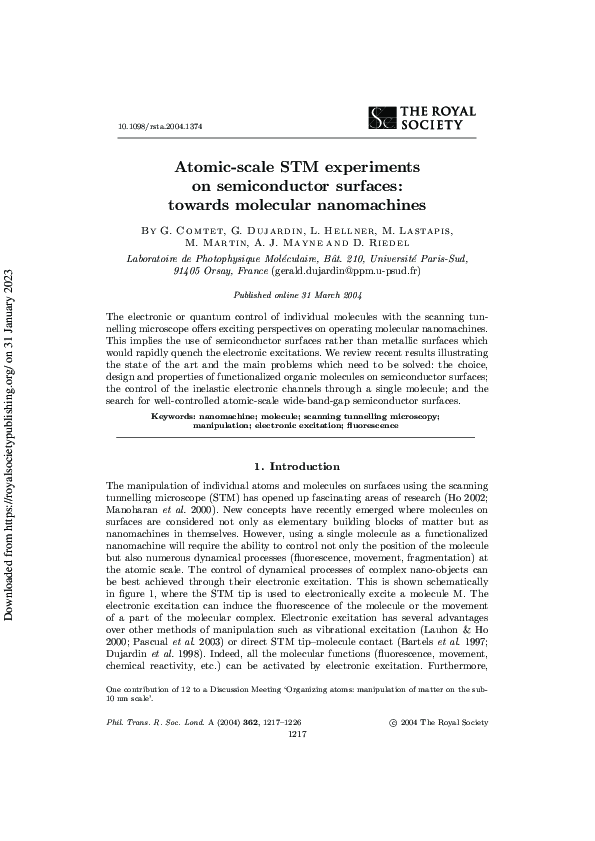 (PDF) Atomic-scale STM experiments on semiconductor surfaces: towards ...
