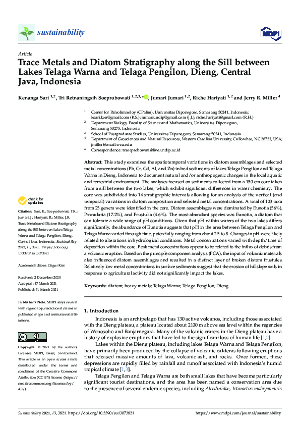 (PDF) Trace Metals and Diatom Stratigraphy along the Sill between Lakes ...