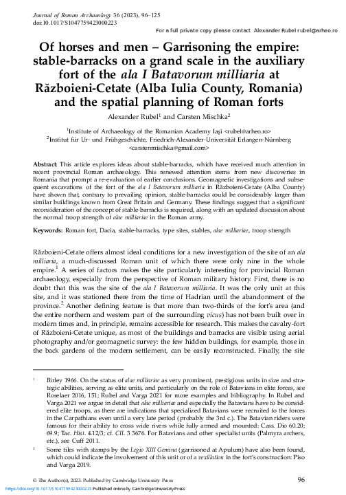 (PDF) Of horses and men -Garrisoning the empire: stable-barracks on a ...