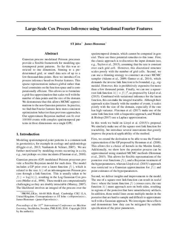 (PDF) Large-Scale Cox Process Inference using Variational Fourier Features | 1st John - Academia.edu