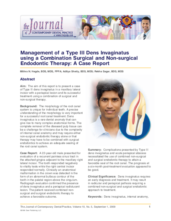 (PDF) Management of a Type III Dens Invaginatus using a Combination ...
