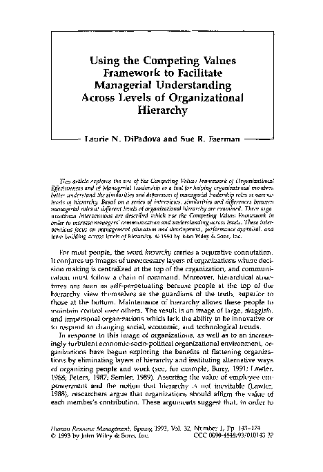 (PDF) Using the competing values framework to facilitate managerial ... (PDF) Using the competing values framework to facilitate managerial ...