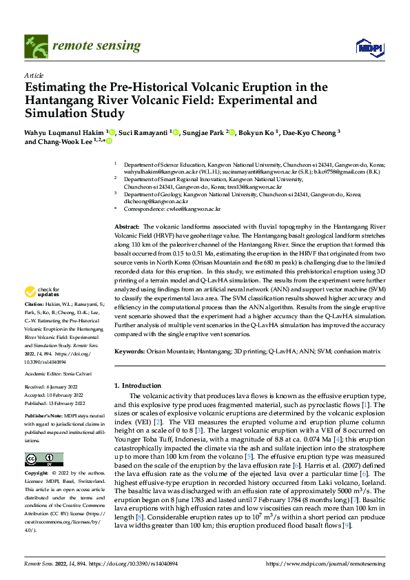 (PDF) Estimating the Pre-Historical Volcanic Eruption in the Hantangang ...