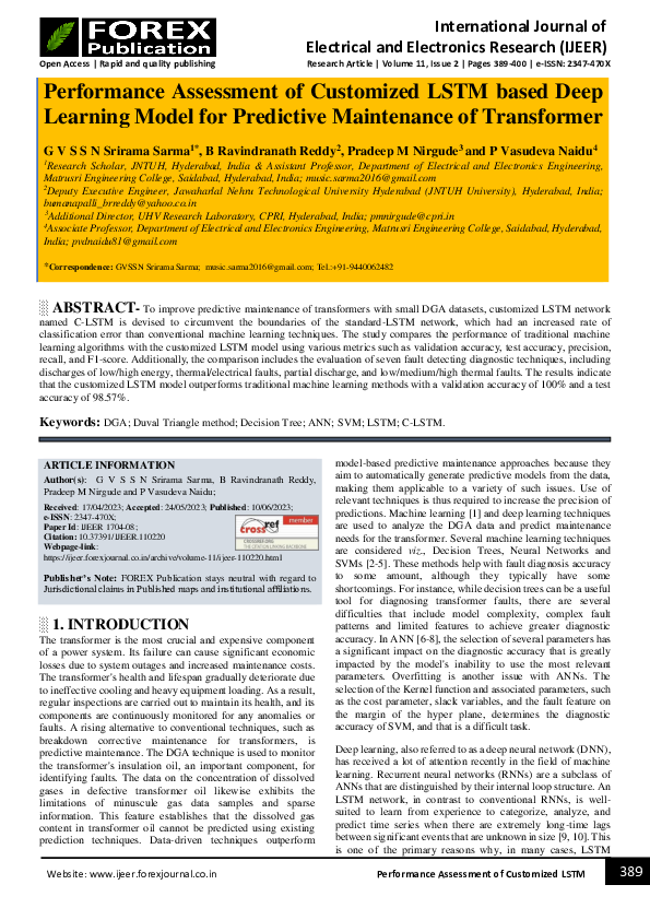 (PDF) C-LSTM for Transformer Predictive Maintenance