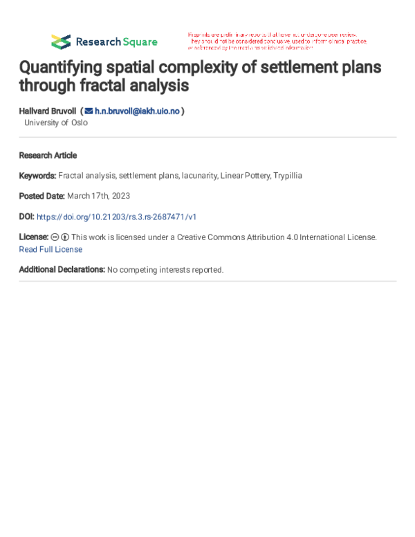 (PDF) Quantifying spatial complexity of settlement plans through fractal analysis