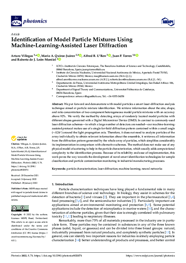 (PDF) Identification of Model Particle Mixtures Using Machine-Learning-Assisted Laser ...