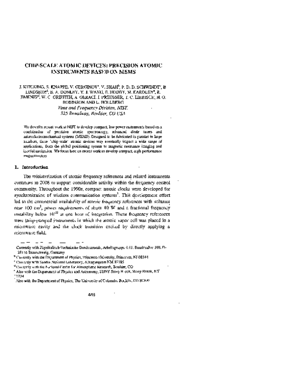 (PDF) Chip-Scale Atomic Devices: Precision Atomic Instruments Based on Mems