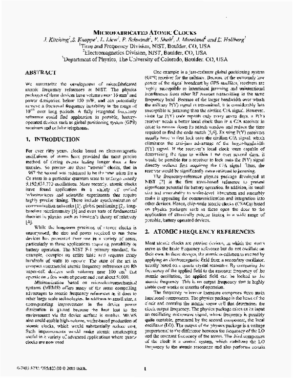 (PDF) Microfabricated atomic clocks