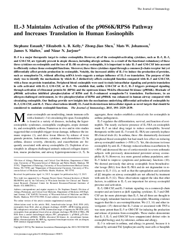 (PDF) IL-3 Maintains Activation of the p90S6K/RPS6 Pathway and ...