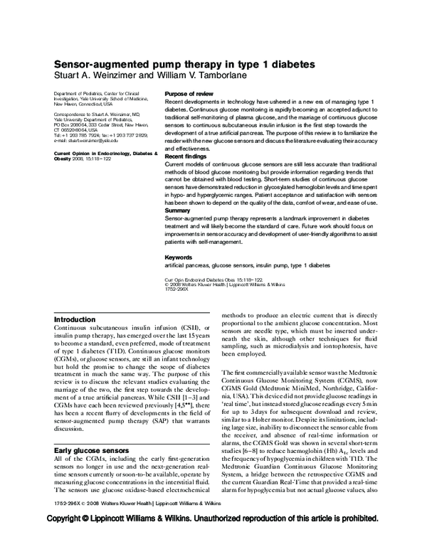 (PDF) Sensor-augmented pump therapy in type 1 diabetes
