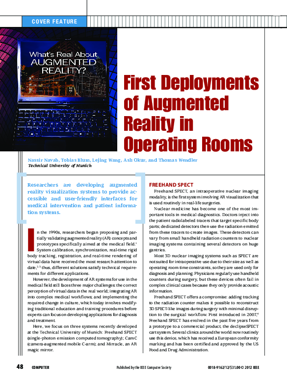 (PDF) First Deployments of Augmented Reality in Operating Rooms | Nassir Navab - Academia.edu