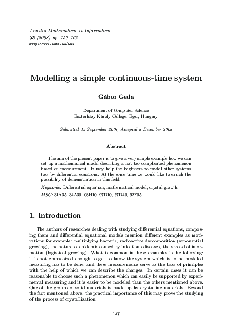 (PDF) Modelling a simple continuous-time system