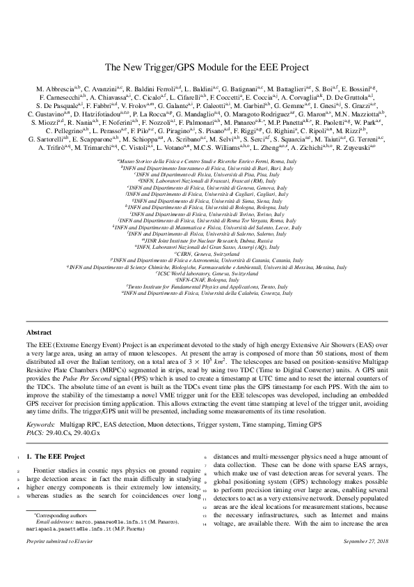 (PDF) The new trigger/GPS module for the EEE project