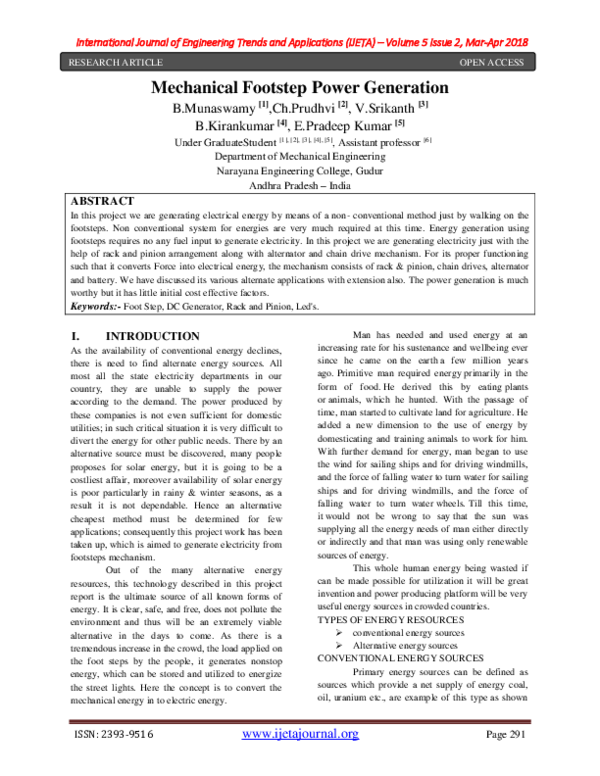 (PDF) Mechanical Footstep Power Generation | B KIRANKUMAR B KIRANKUMAR ...