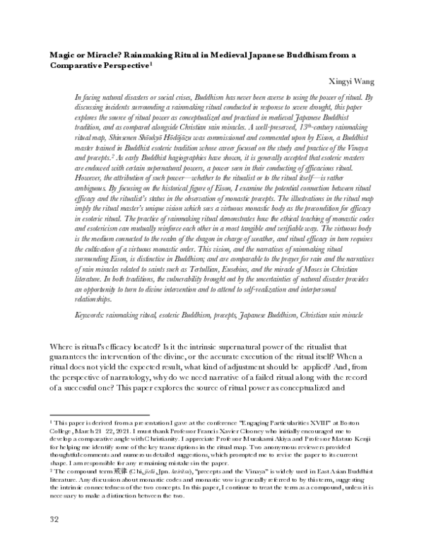 (PDF) Magic or Miracle? Rainmaking Ritual in Medieval Japanese Buddhism ...