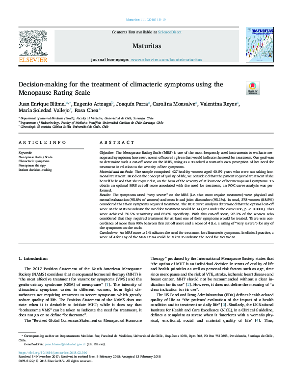 (PDF) Decision-making for the treatment of climacteric symptoms using ...