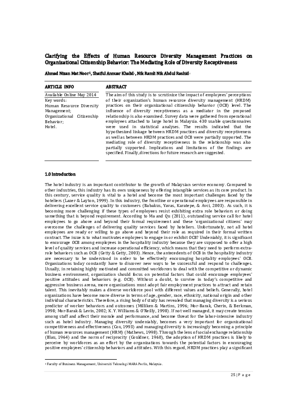 (PDF) Clarifying the Effects of Human Resource Diversity Management Practices on Organizational ...