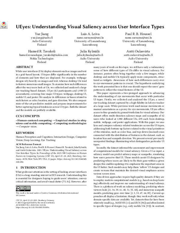 (PDF) UEyes: Understanding Visual Saliency across User Interface Types