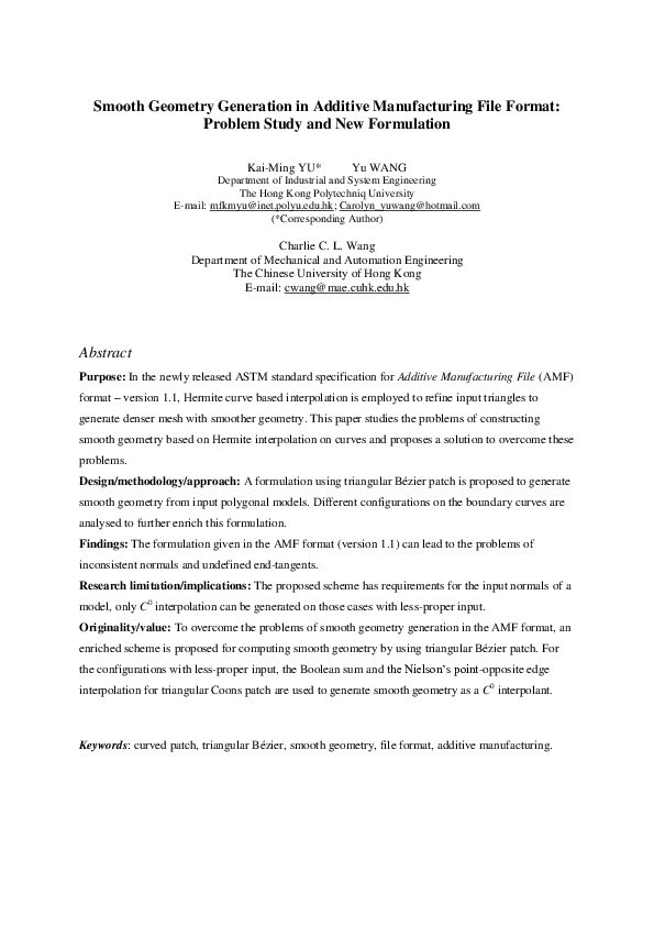 (PDF) Smooth geometry generation in additive manufacturing file format: problem study and new ...