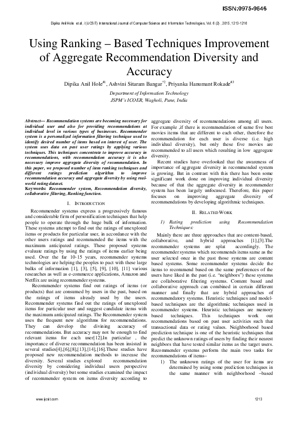 (PDF) Using Ranking – Based Techniques Improvement of Aggregate ...