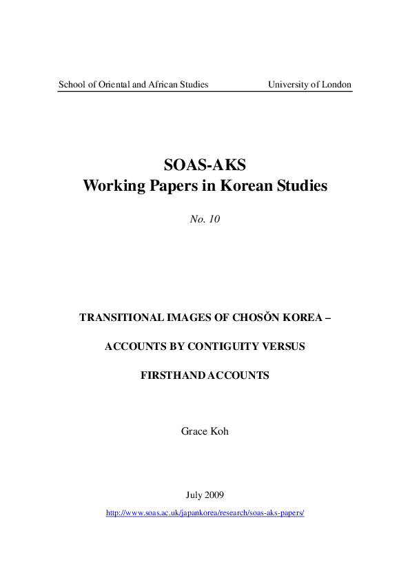 (PDF) Working Papers in Korean Studies No . 10 TRANSITIONAL IMAGES OF ...