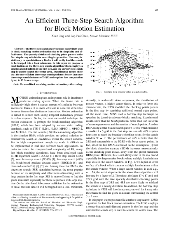 (PDF) An Efficient Three-Step Search Algorithm for Block Motion Estimation