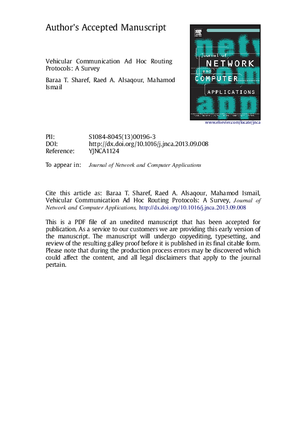 Pdf Vehicular Communication Ad Hoc Routing Protocols A Survey