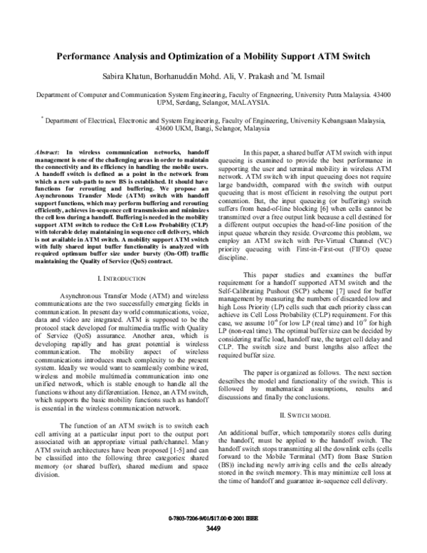 (PDF) Performance analysis and optimization of a mobility support ATM ... (PDF) Performance analysis and optimization of a mobility support ATM ...