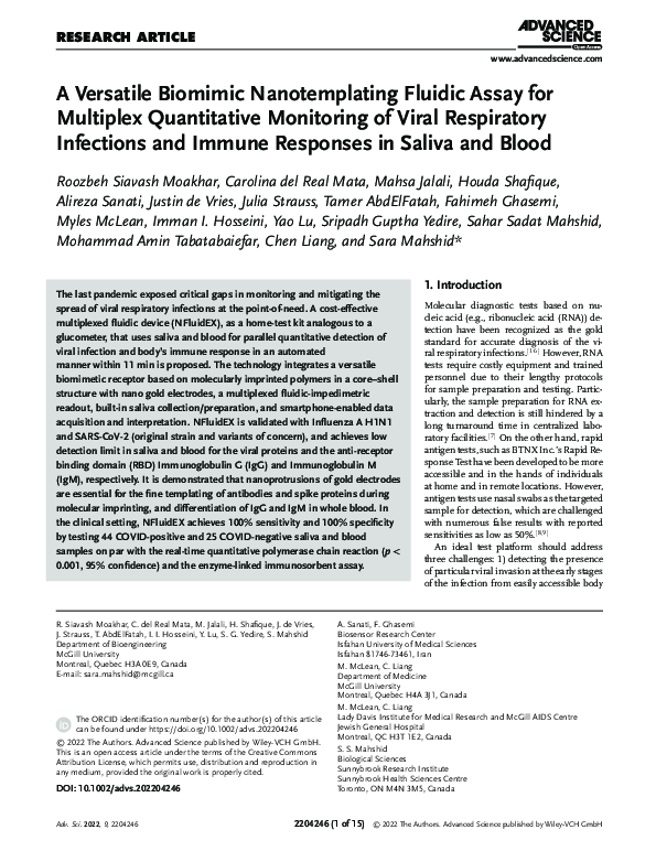 (PDF) A Versatile Biomimic Nanotemplating Fluidic Assay for Multiplex ...