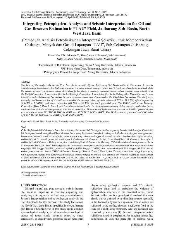 (PDF) Integrating Petrophysical Analysis and Seismic Interpretation for Oil and Gas Reserves ...