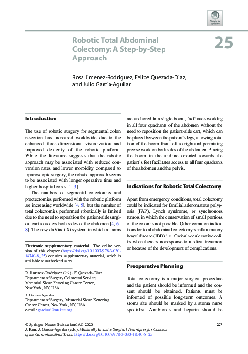 (PDF) Robotic Total Abdominal Colectomy: A Step-by-Step Approach