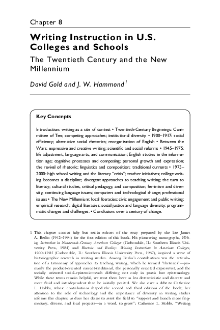 (PDF) Writing Instruction in US Colleges and Schools: The Twentieth ...