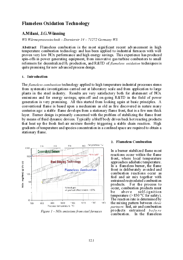 (PDF) Flameless Oxidation Technology