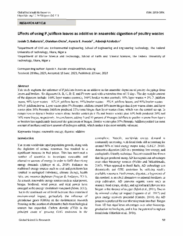 (PDF) Effects of using P.juliflora leaves as additive in anaerobic ...