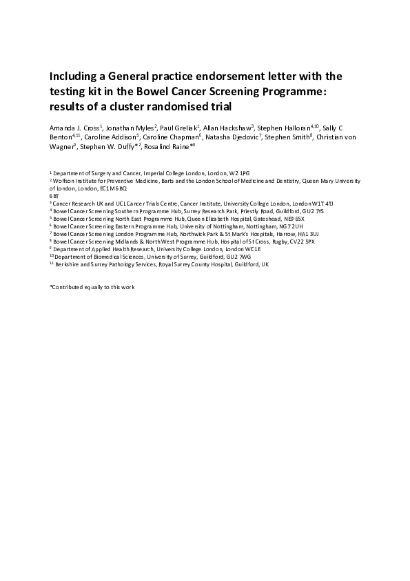 (PDF) Including a general practice endorsement letter with the testing ...