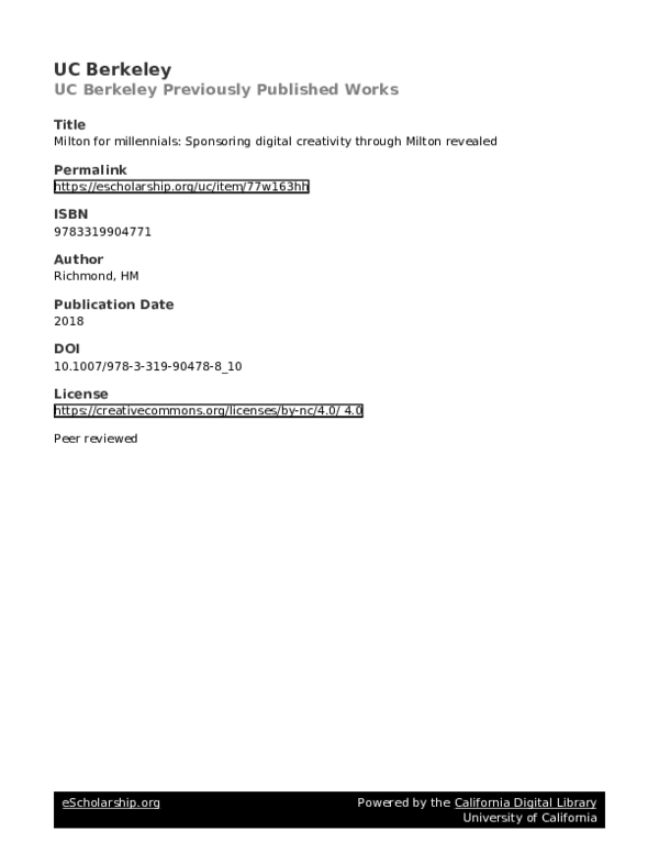 (PDF) Milton for Millennials: Sponsoring Digital Creativity through Milton Revealed