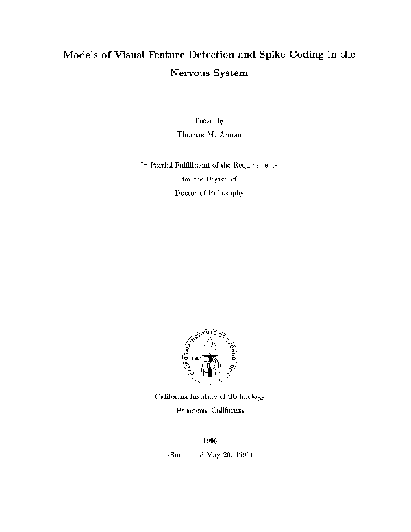 (PDF) Models of visual feature detection and spike coding in the nervous system