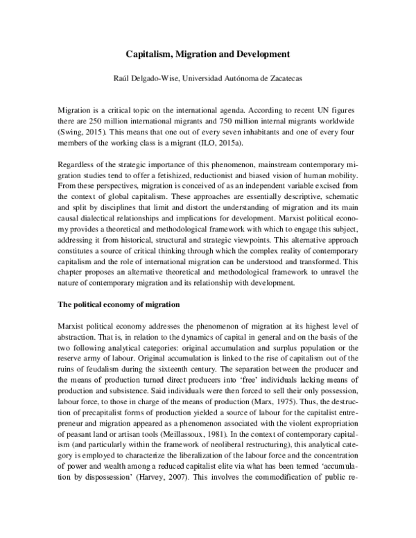 (PDF) Capitalism, Migration and Development