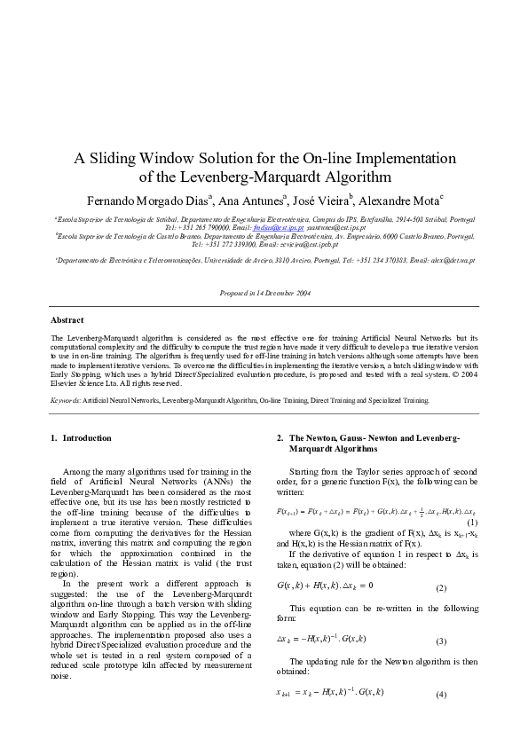 (PDF) A sliding window solution for the on-line implementation of the ...